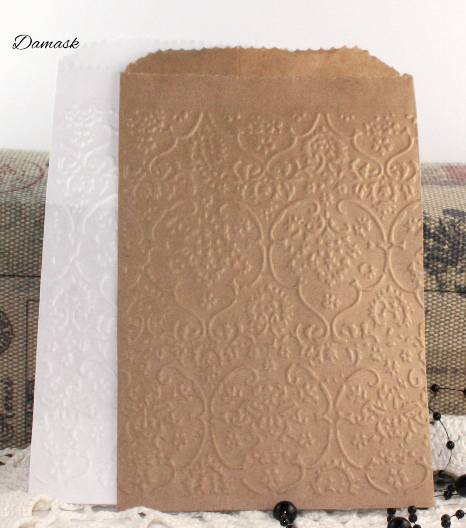 20 Damask Embossed Paper Gift Bags Choose Size/Style | Etsy