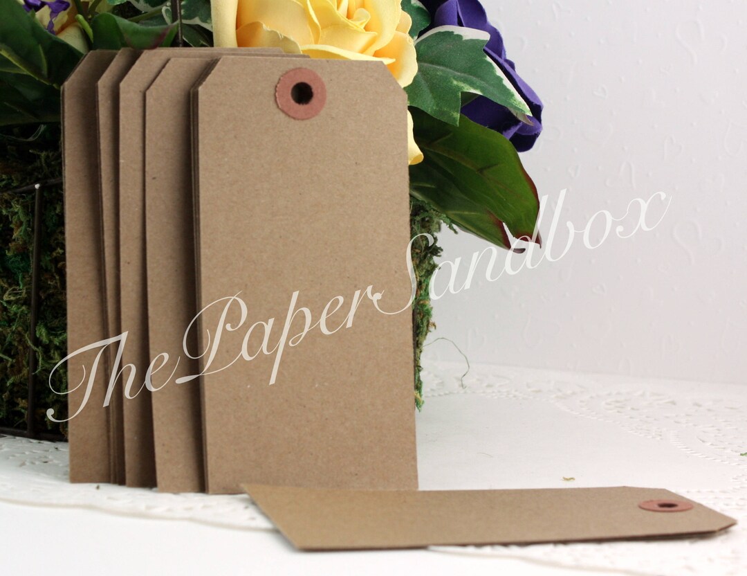 20 Blank Brown Paper Tags 4 3/4 X 2 3/8, Recycled Tags, Printable Tags ...