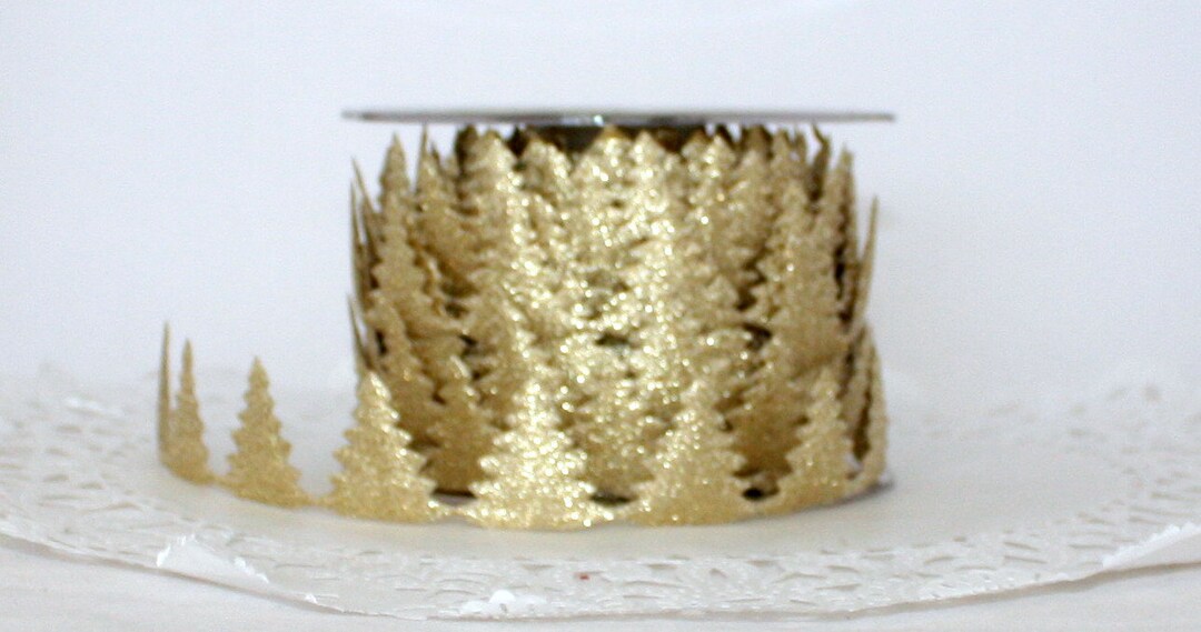 Gold Pine Tree Ribbon Trim 1 Inch Wide by the Yard - Etsy
