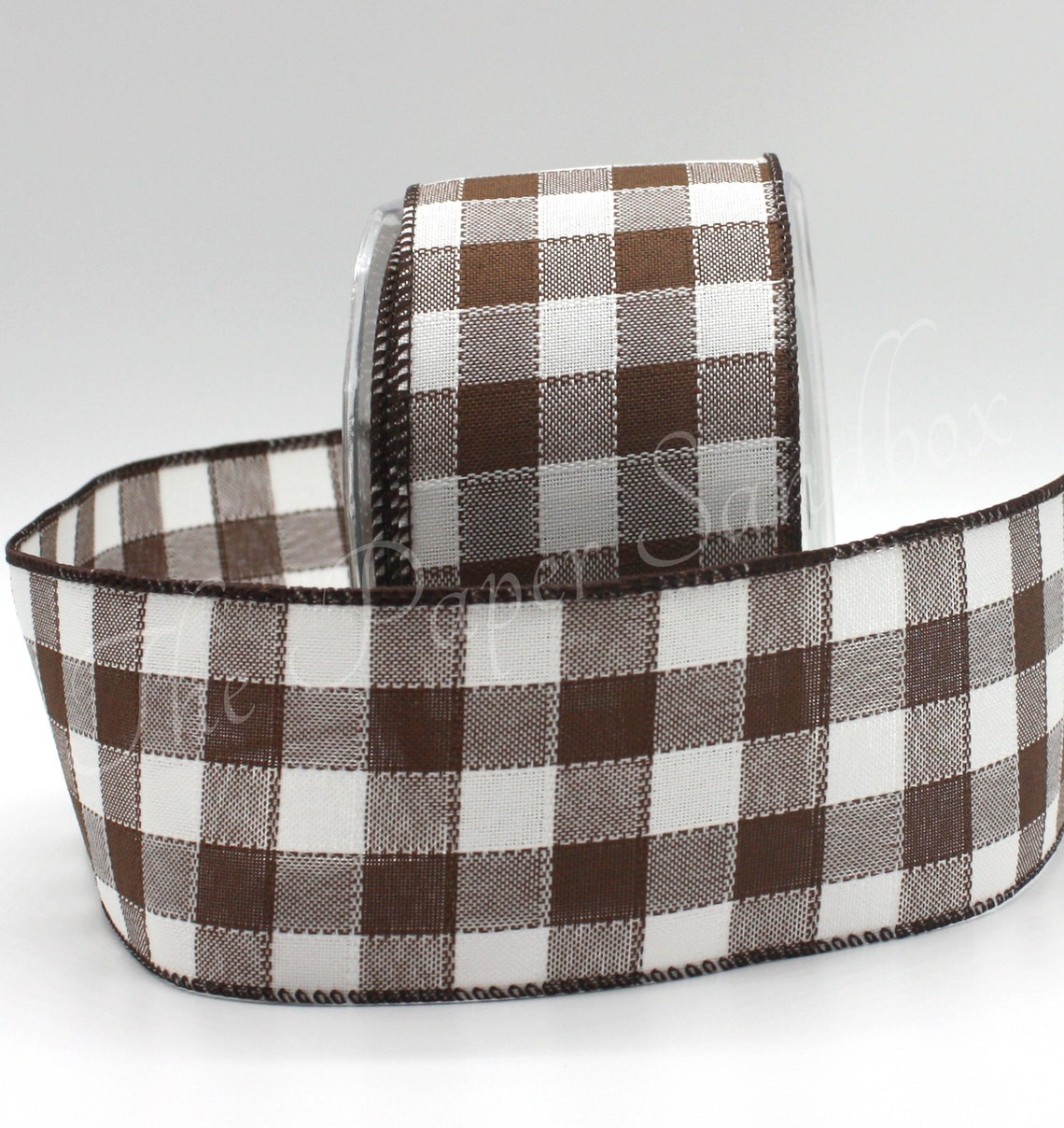 Wired Brown/white Buffalo Plaid Ribbon 2.5 Wide BY THE YARD - Etsy