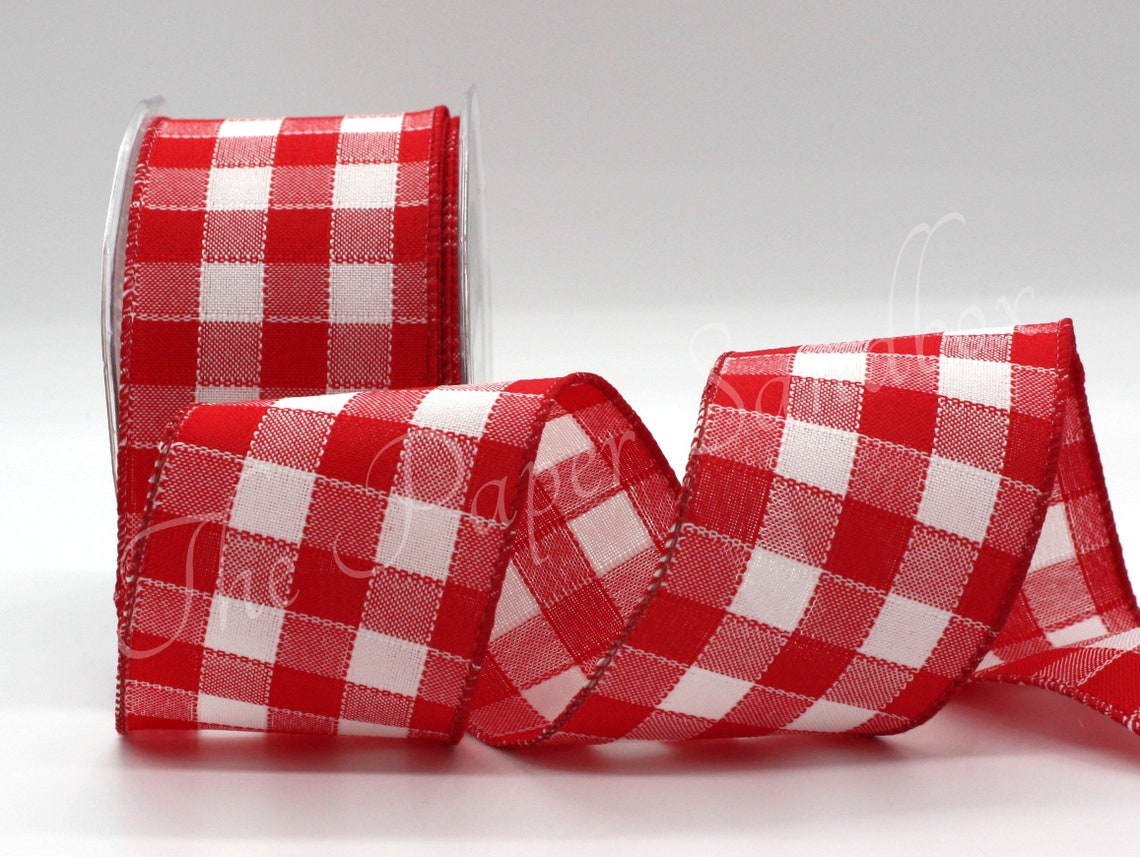 Wired Red/white Buffalo Check Ribbon 2.5” Wide BY THE YARD - Etsy