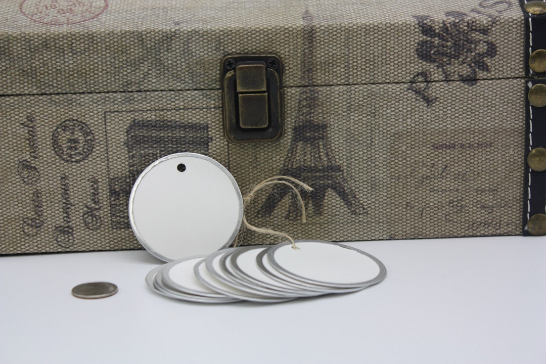 10 White Metal Rim Tags: 1 7/8" Round Paper Tags - Etsy