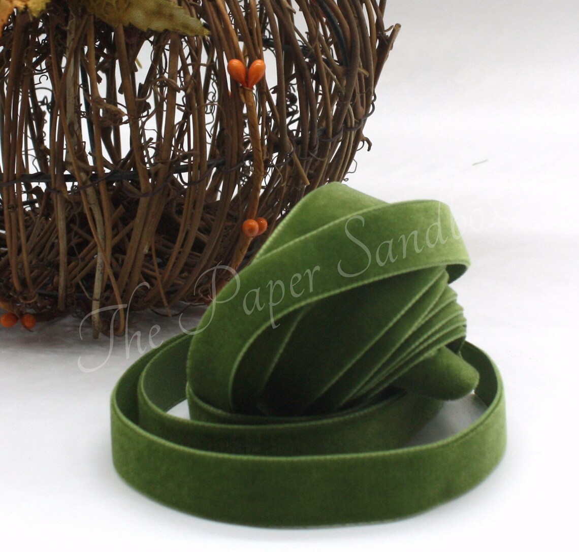 Olive Green Velvet Ribbon 5/8 Wide BY THE YARD Moss Green - Etsy