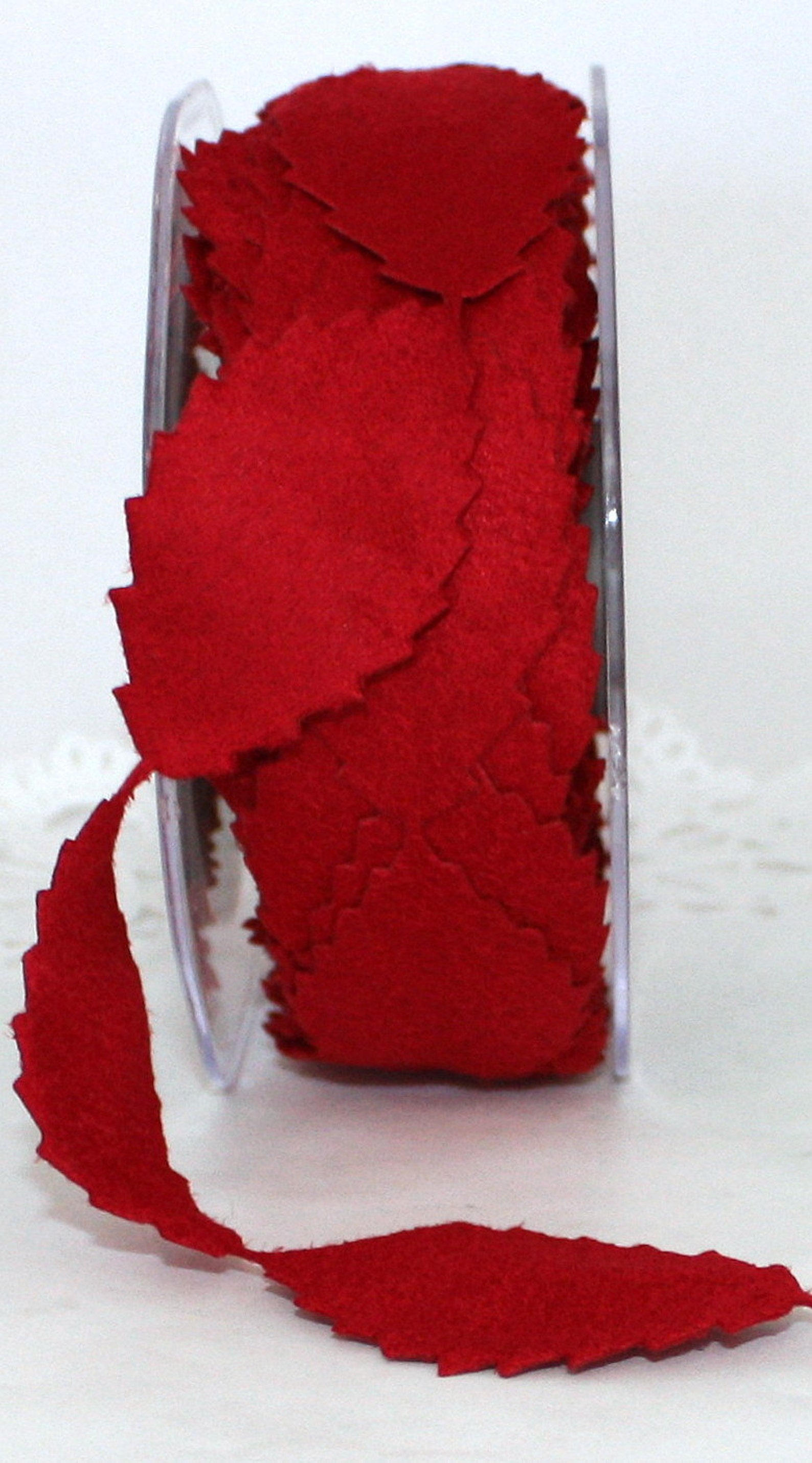 Red Faux Suede Ribbon Leaves Trim 1 Wide BY THE YARD - Etsy