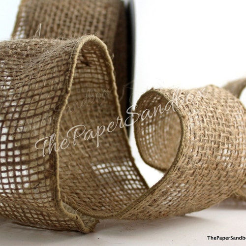 Wired Natural Windowpane Burlap Ribbon 2.5 Wide BY THE - Etsy