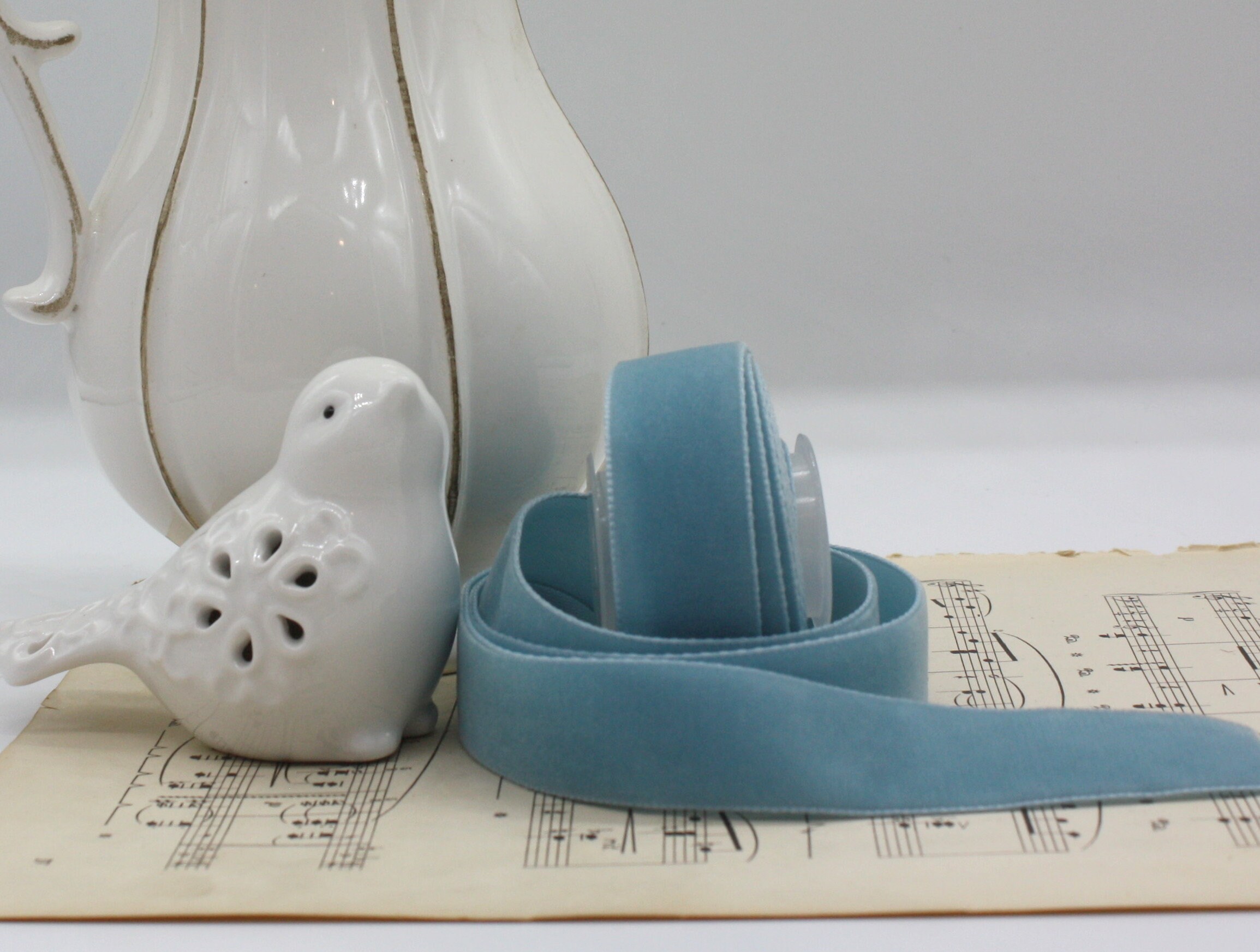 Sky Blue Velvet Ribbon: 7/8" Wide, by the Yard - Etsy