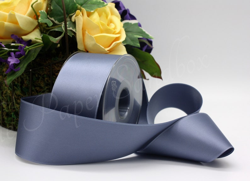 2 yards Dusty Blue Satin Ribbon 1/8 wide | Etsy