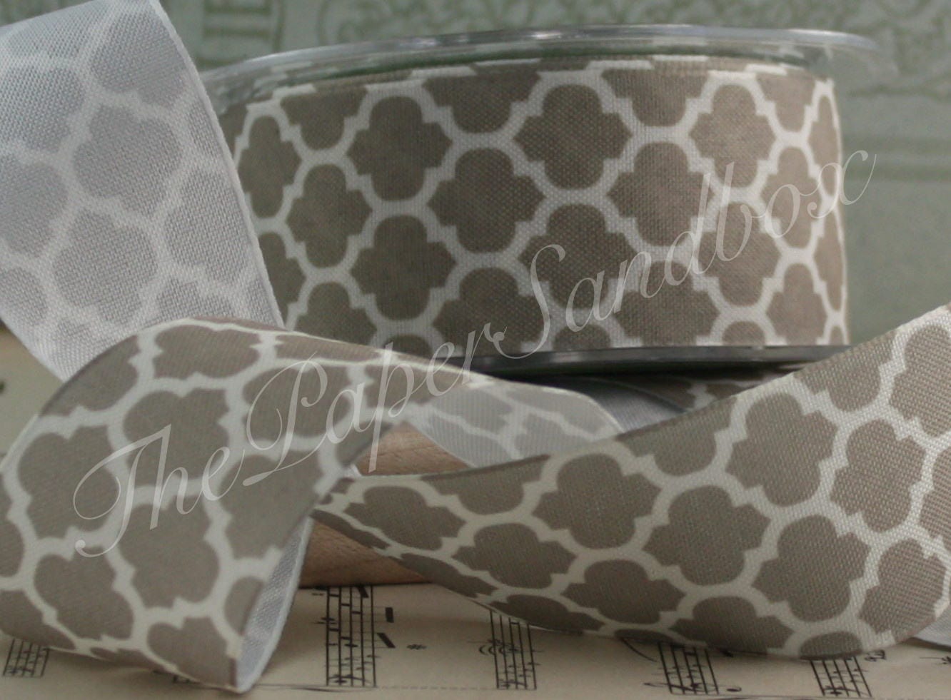 Gray and Ivory Art Deco Ribbon 1.5” Wide BY THE YARD - Etsy