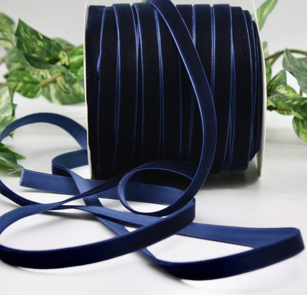Navy Blue Velvet Ribbon 3/8" Wide BY THE YARD, Pantone Navy Blue - Etsy