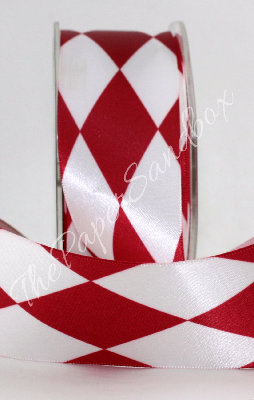 Red/white Harlequin Ribbon 1.5” Wide, Single Face Satin - Etsy