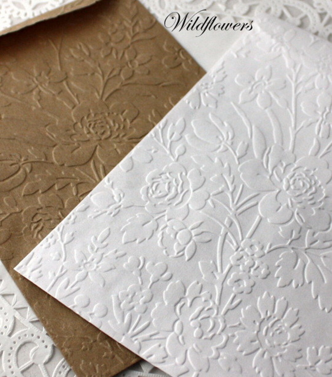 20 Wildflower Embossed Paper Bags, Choice of Size/style - Etsy