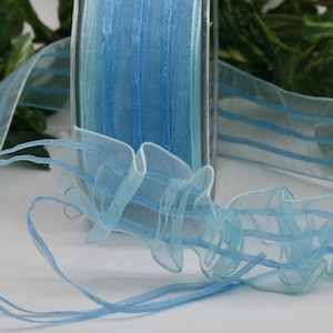 Wired Light Blue Pull Bow Ruffle Ribbon 1.5” Wide BY THE YARD - Etsy