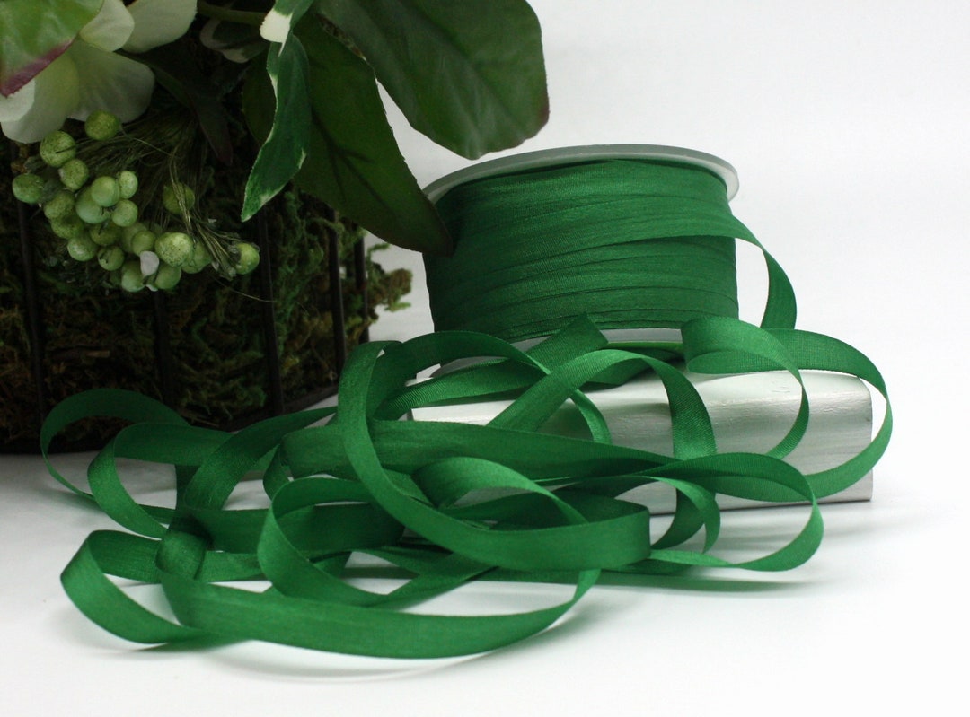 Green Silk Ribbon 1/4” Wide by the Yard - Etsy