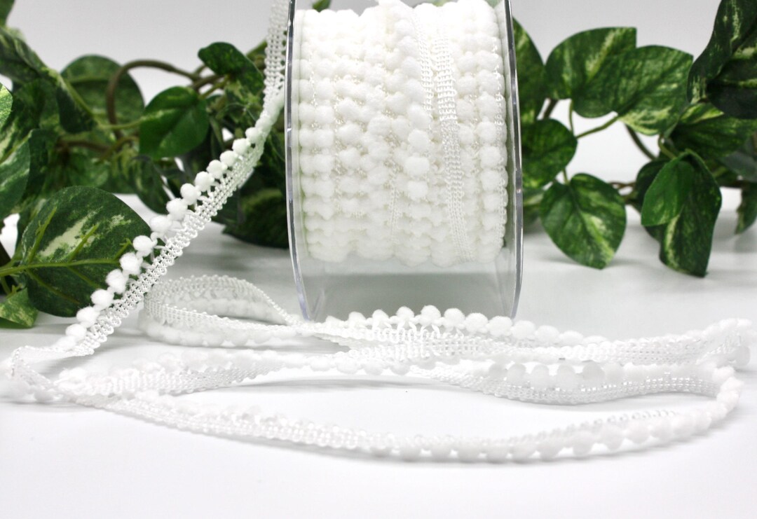 White Mini Pom Pom Trim 1/8” Wide BY THE YARD - Etsy