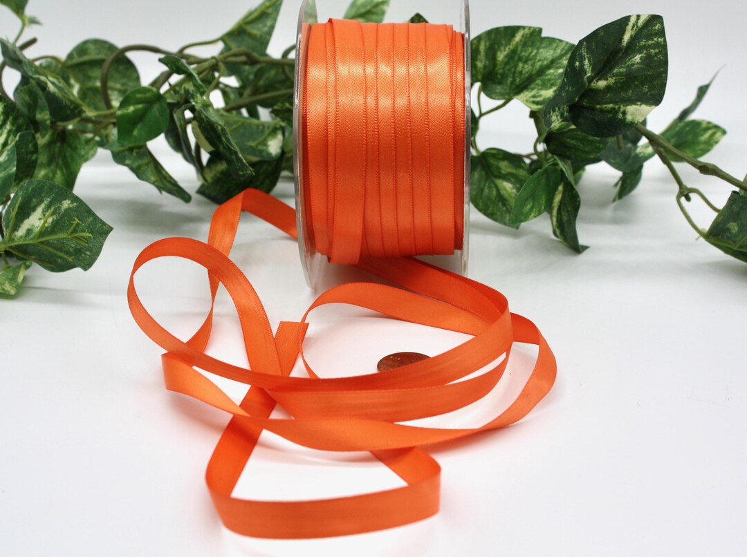 Orange Satin Ribbon 3/8” Wide BY THE YARD, Double Faced Swiss Satin - Etsy