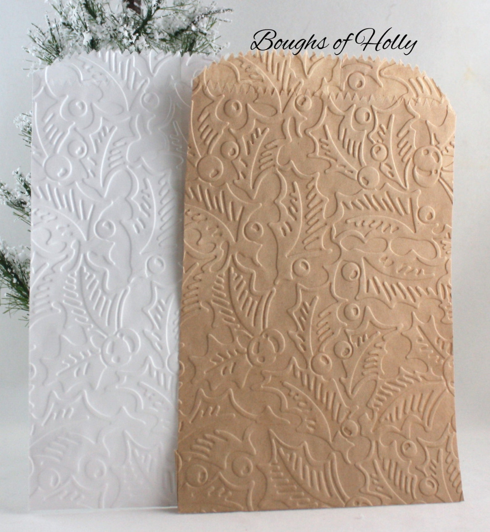 20 Holly Embossed Paper Bags Choice of Color/size - Etsy