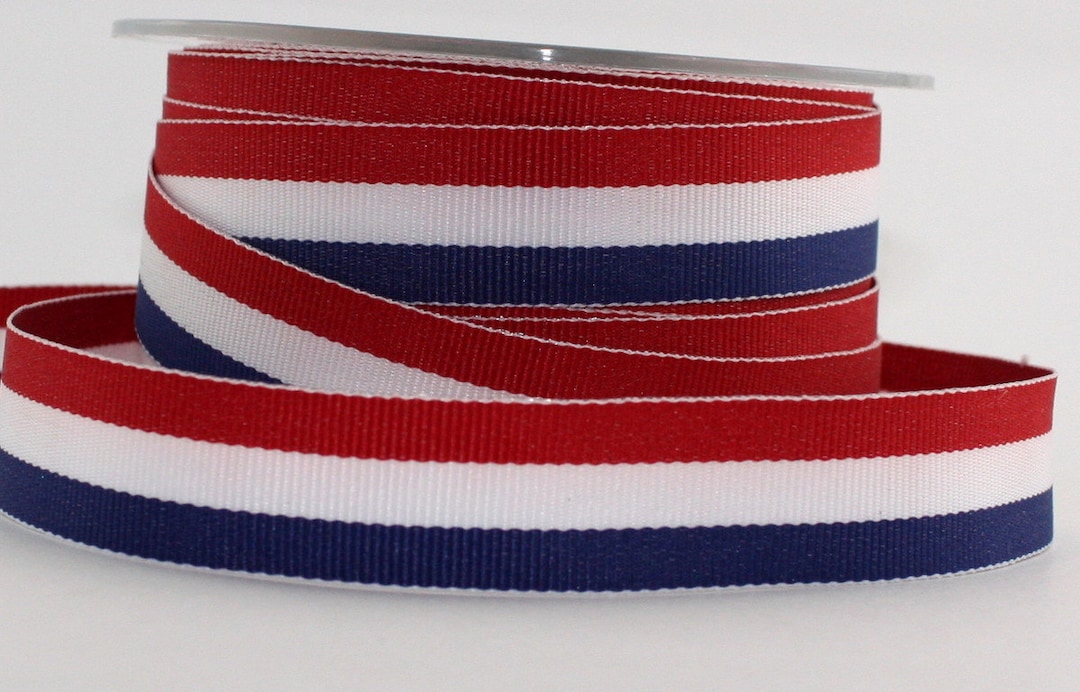 Red White Blue Striped Ribbon 3/4" Wide by the Yard Patriotic Ribbon - Etsy