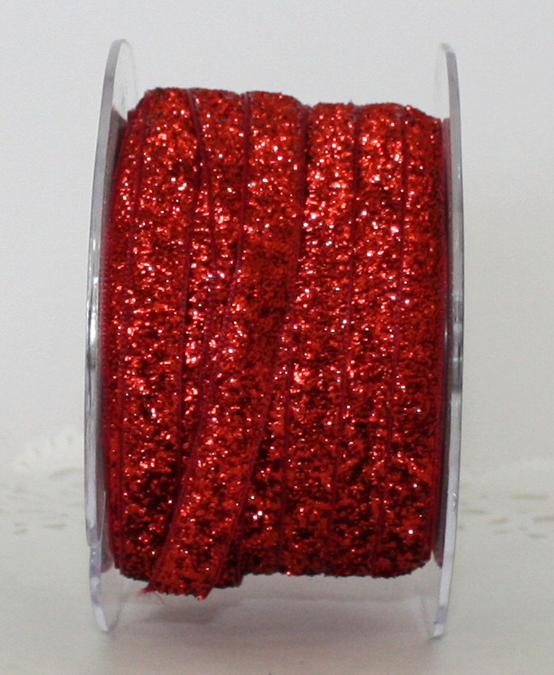 Red Glitter Ribbon 3/8” Wide BY THE YARD - Etsy