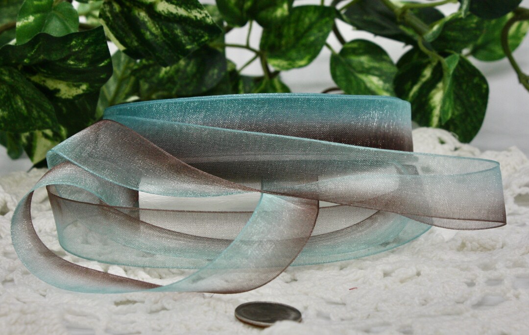 Sheer Ombre Ribbon Turquoise/brown 5/8" Wide BY THE YARD - Etsy