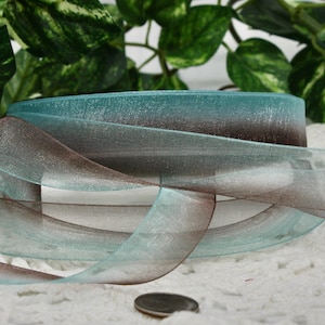 Sheer Ombre Ribbon Turquoise/brown 5/8" Wide BY THE YARD - Etsy