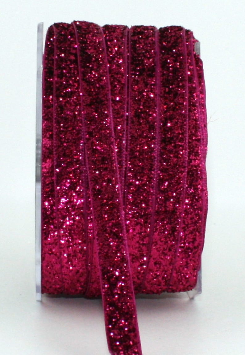 Magenta Glitter Ribbon 3/8 Wide by the Yard | Etsy
