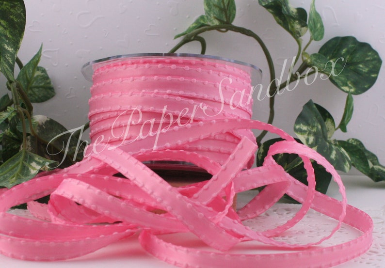 Pink Satin Ribbon 3/8 Wide BY THE YARD Knotted Edge Double | Etsy