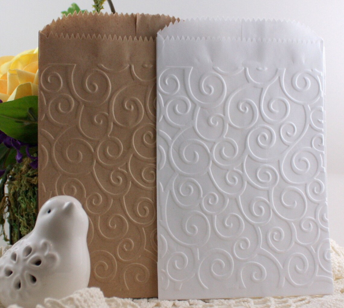 20 Swirl Embossed Paper Bags Choice of Bag Size/style - Etsy