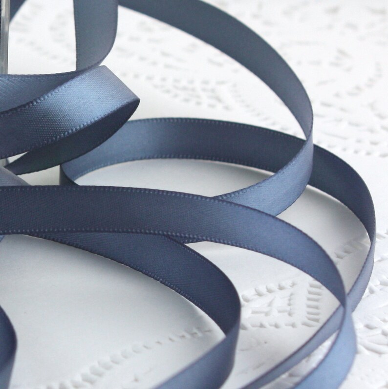 Dusty Blue Satin Ribbon 5/8 Wide BY THE YARD Double Faced - Etsy
