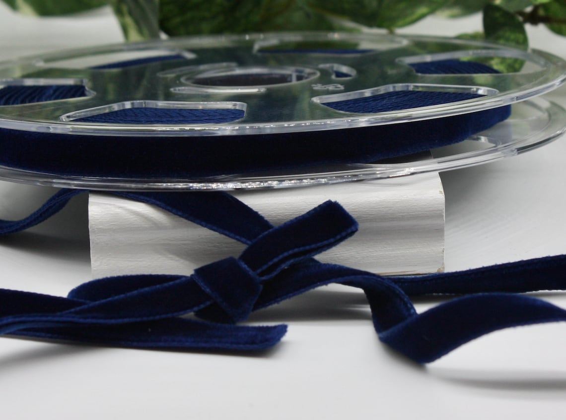 Navy Blue Double Faced Velvet Ribbon 3/8 7/8 Wide - Etsy