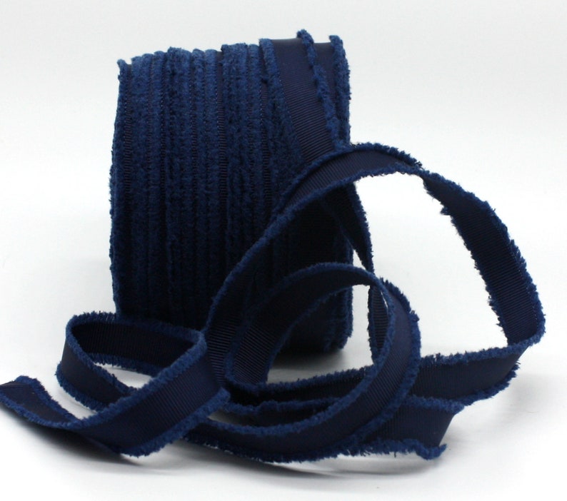 Navy Blue Frayed Grosgrain Ribbon 5/8 Wide BY THE YARD | Etsy