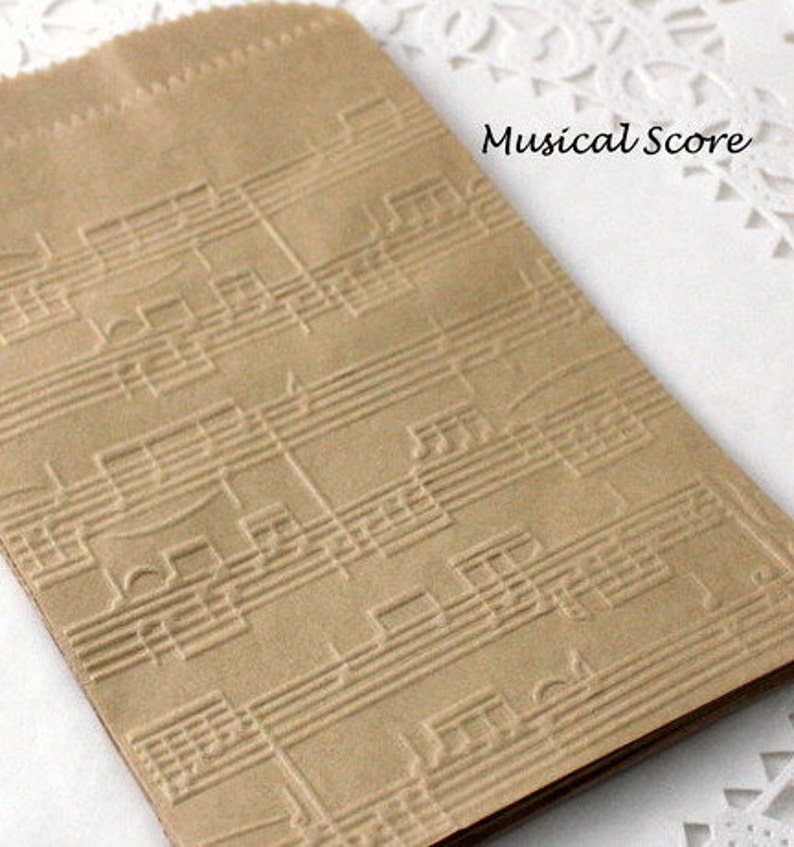 20 Musical Score Embossed Paper Bags, Choice of Size/style - Etsy