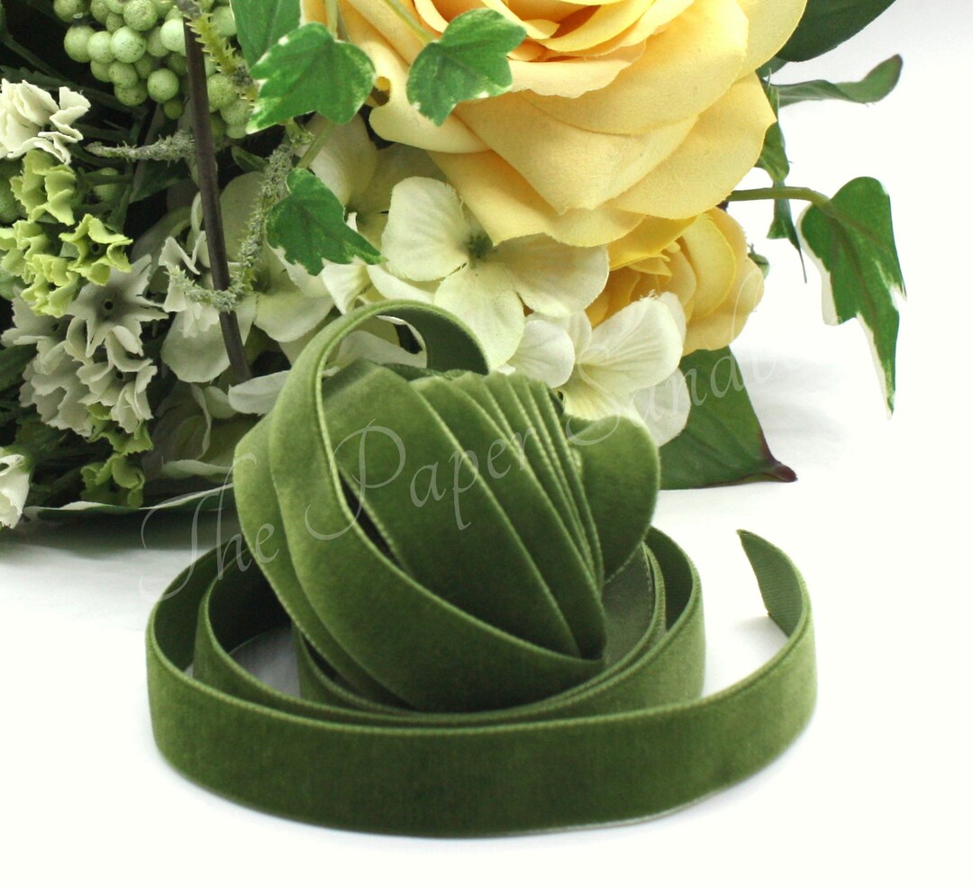 Olive Green Velvet Ribbon 5/8 Wide BY THE YARD, Moss Green - Etsy