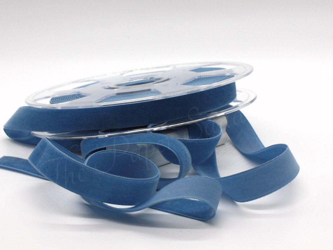 Denim Blue Velvet Ribbon 5/8 Inch Wide BY THE YARD | Etsy