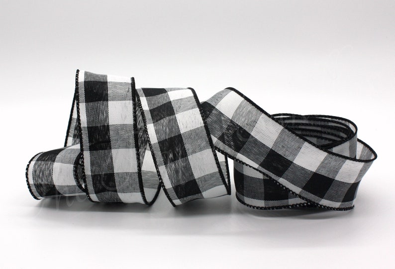 Wired Black/white Buffalo Plaid Ribbon 1.5 Inches Wide - Etsy