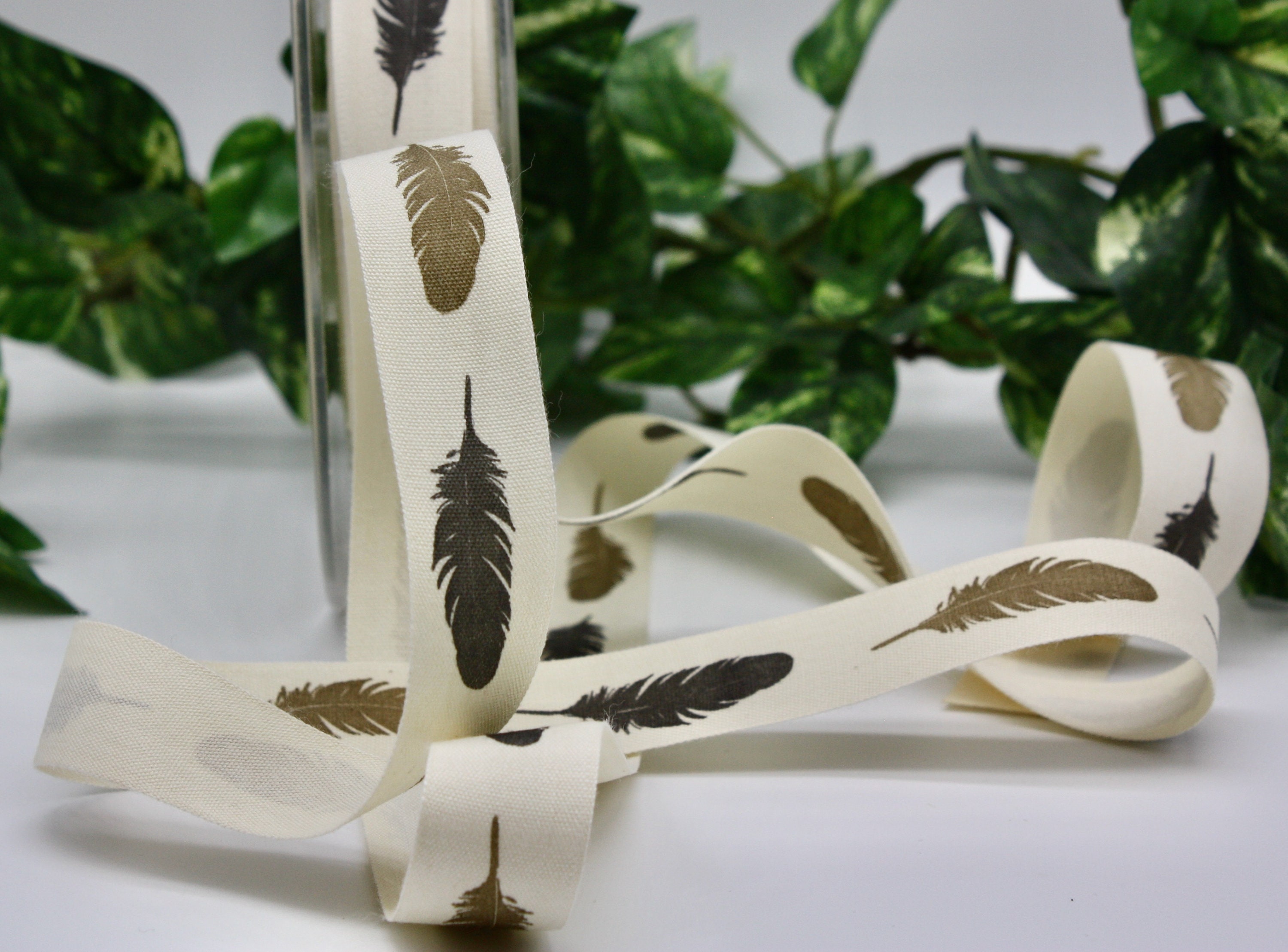 Feather Patterned Ribbon 3/4 wide BY THE YARD | Etsy