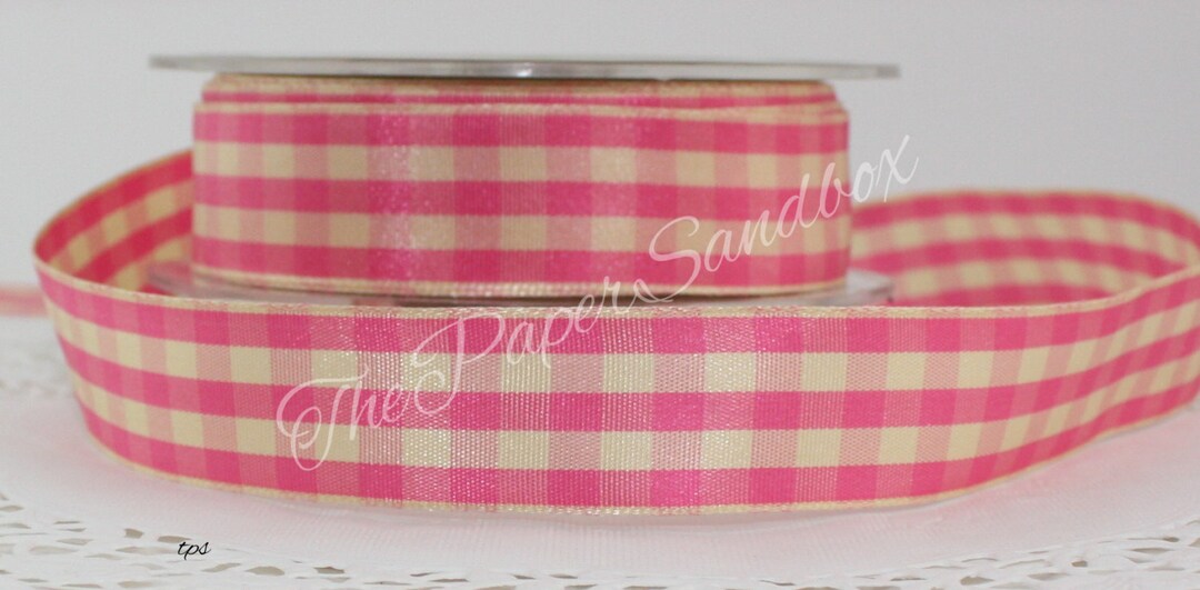 Pink/ivory Gingham Check Ribbon 7/8” Wide BY THE YARD - Etsy