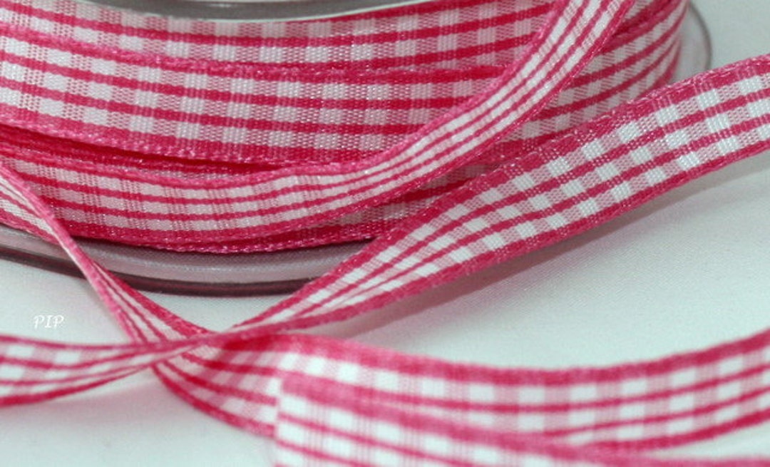 Pink/white Check Ribbon 3/8 Wide BY THE YARD, Pink Gingham Ribbon - Etsy