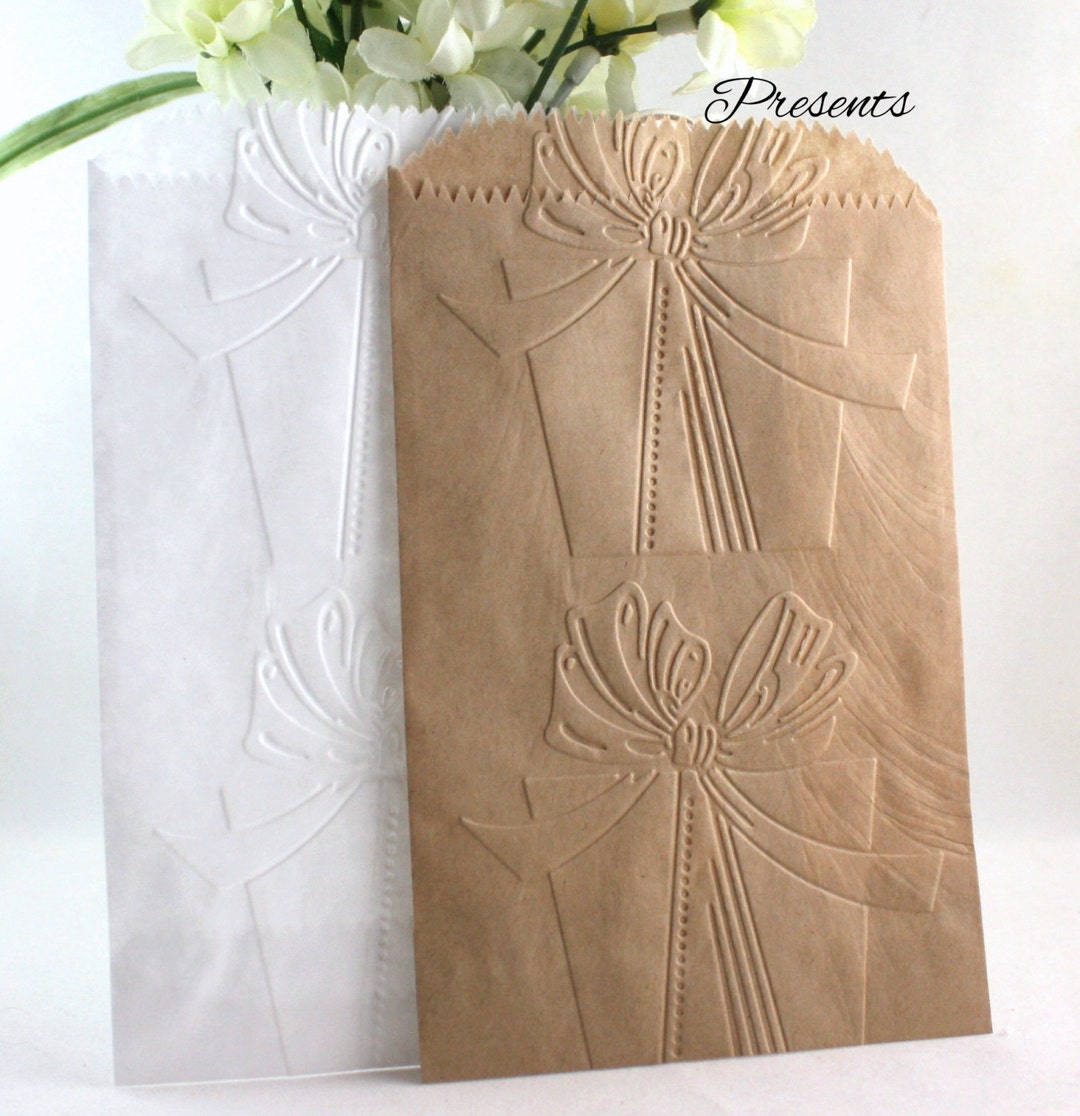 20 Gift Box Embossed Paper Bags, Cookie Bags, Party Favor Bags, Wedding ...