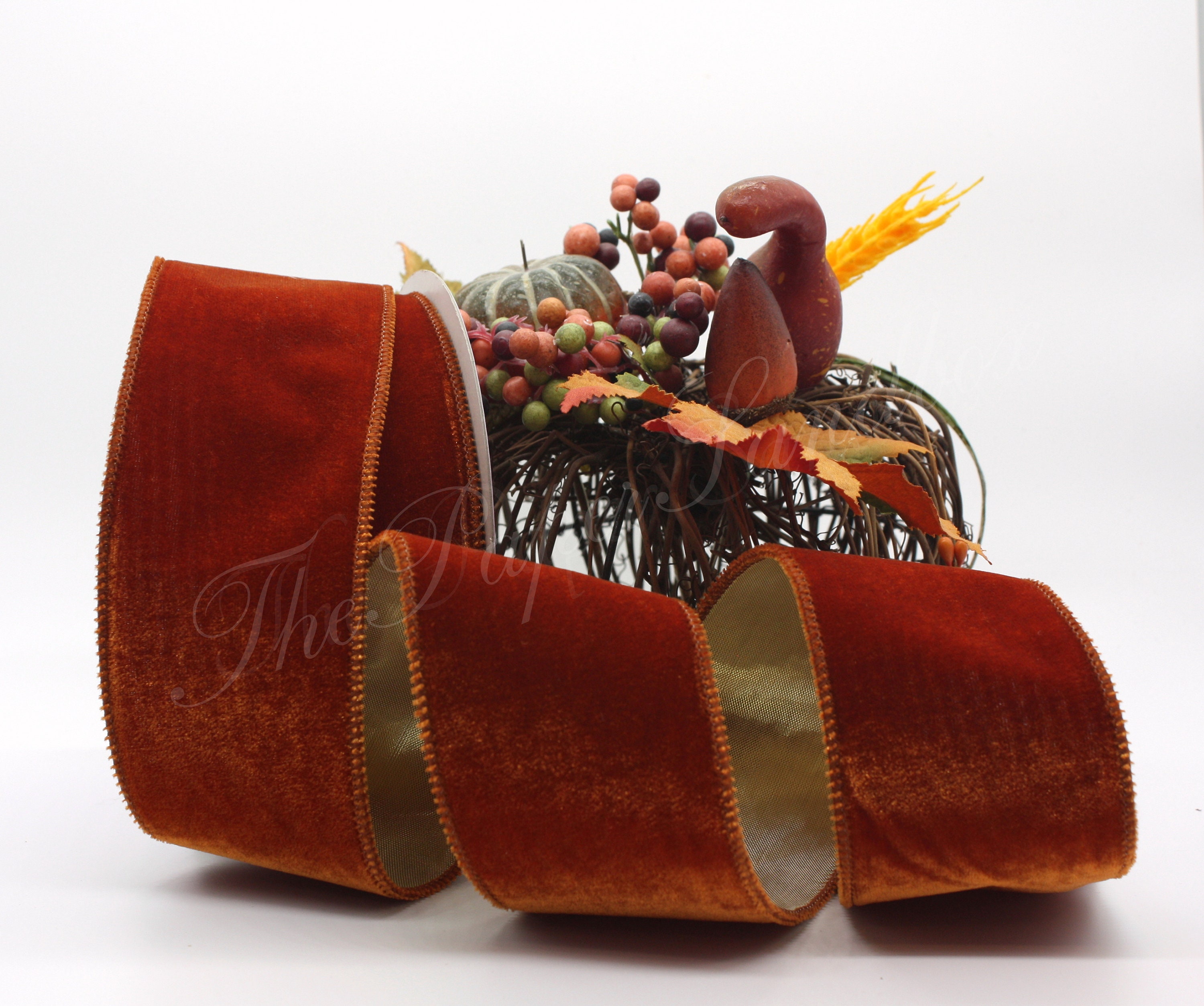 Wired Burgundy Wine/gold Velvet Ribbon 2.5" BY THE YARD - Etsy