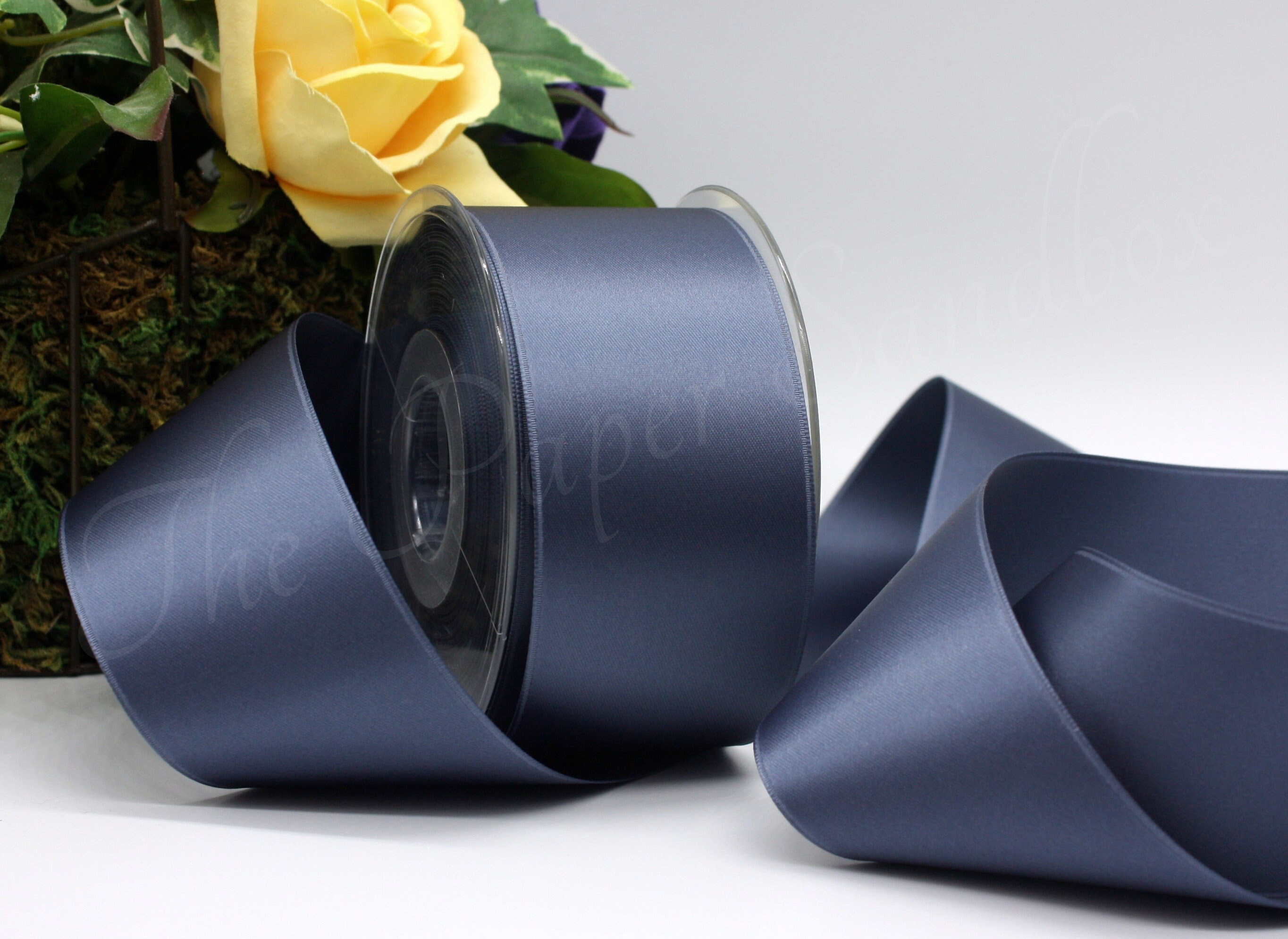 Slate Blue Satin Ribbon 1/4 Wide BY THE YARD Double Faced - Etsy