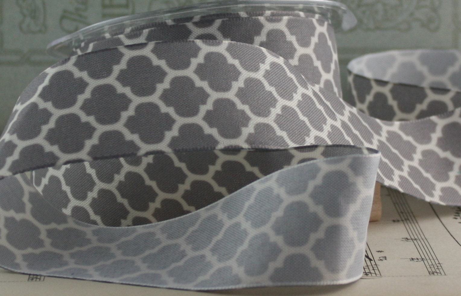 Gray and Ivory Art Deco Ribbon 1.5” Wide BY THE YARD - Etsy