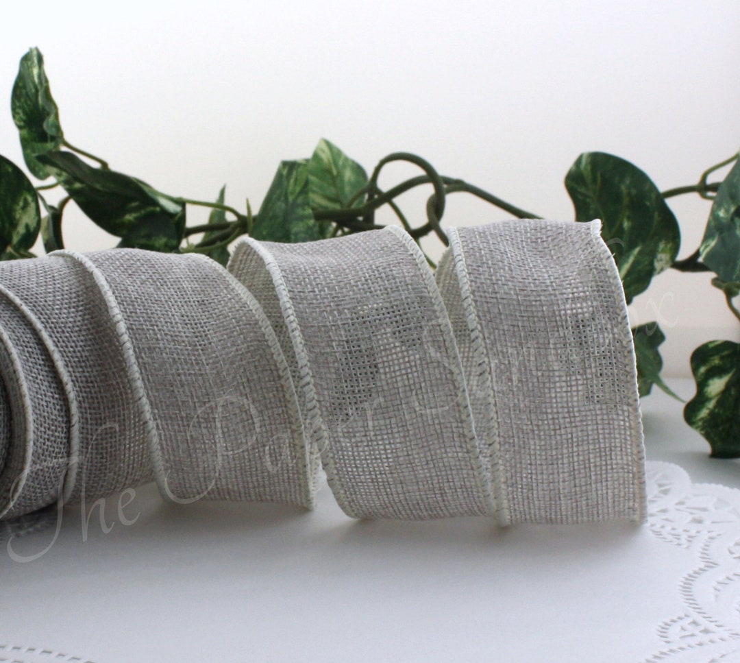 Wired Gray Faux Burlap Ribbon 1.5 Inches Wide by the Yard - Etsy