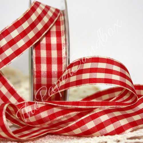Red/ivory Gingham Check Ribbon 7/8 Wide BY THE YARD | Etsy