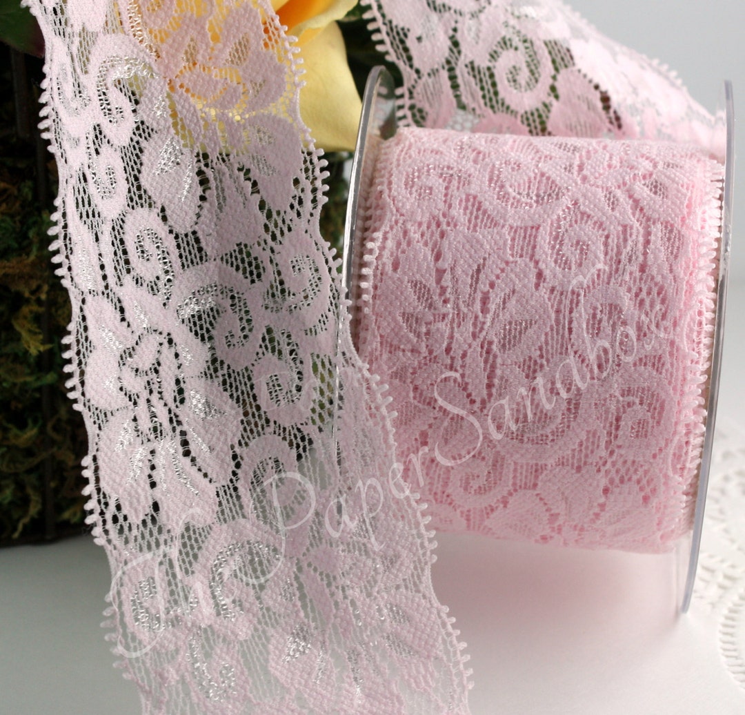 Pink Stretch Lace 2.5” Wide by the Yard, Floral Stretch Lace - Etsy