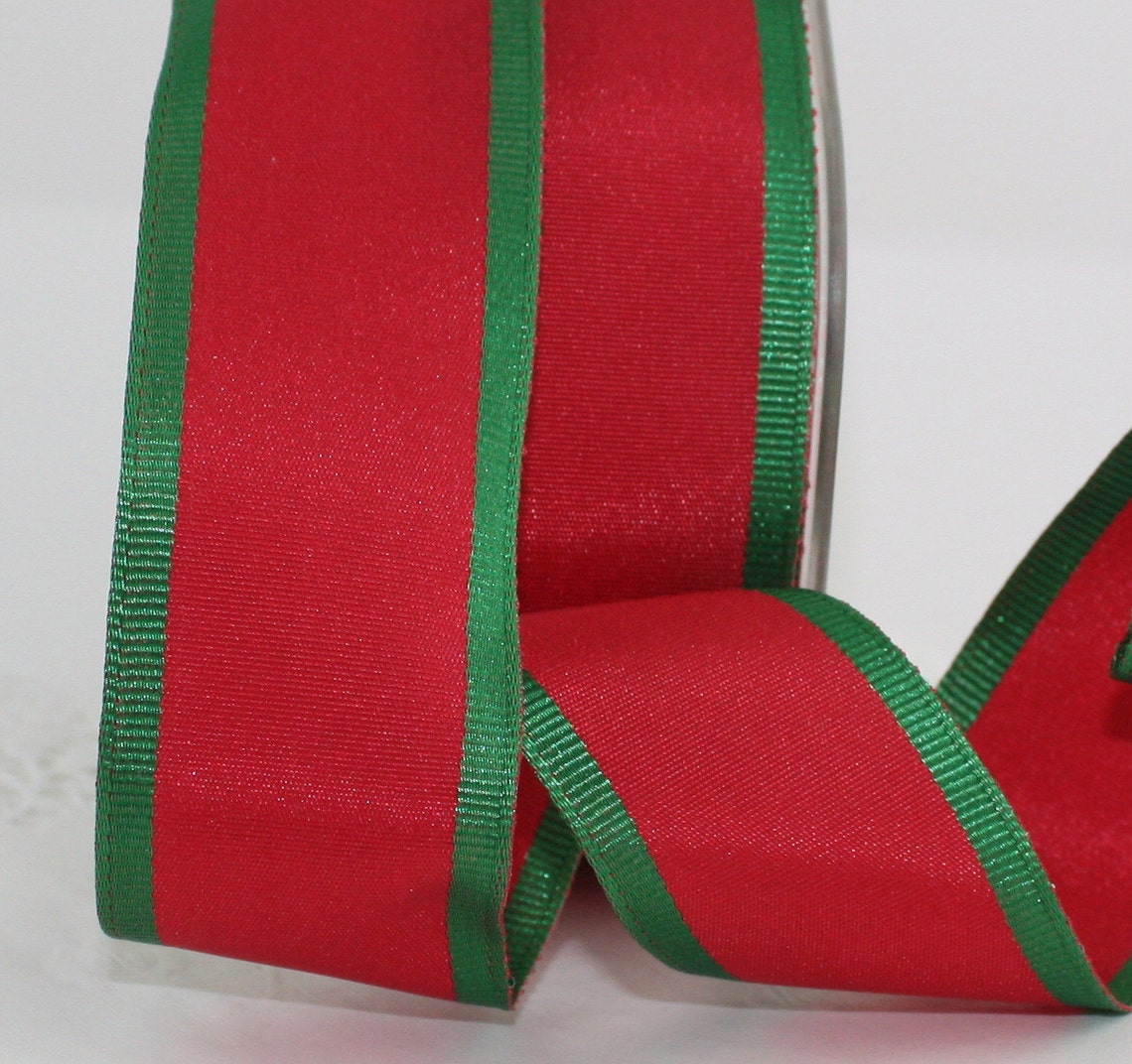 Wired Red/green Ribbon 1.5 Wide BY THE YARD Christmas Ribbon | Etsy