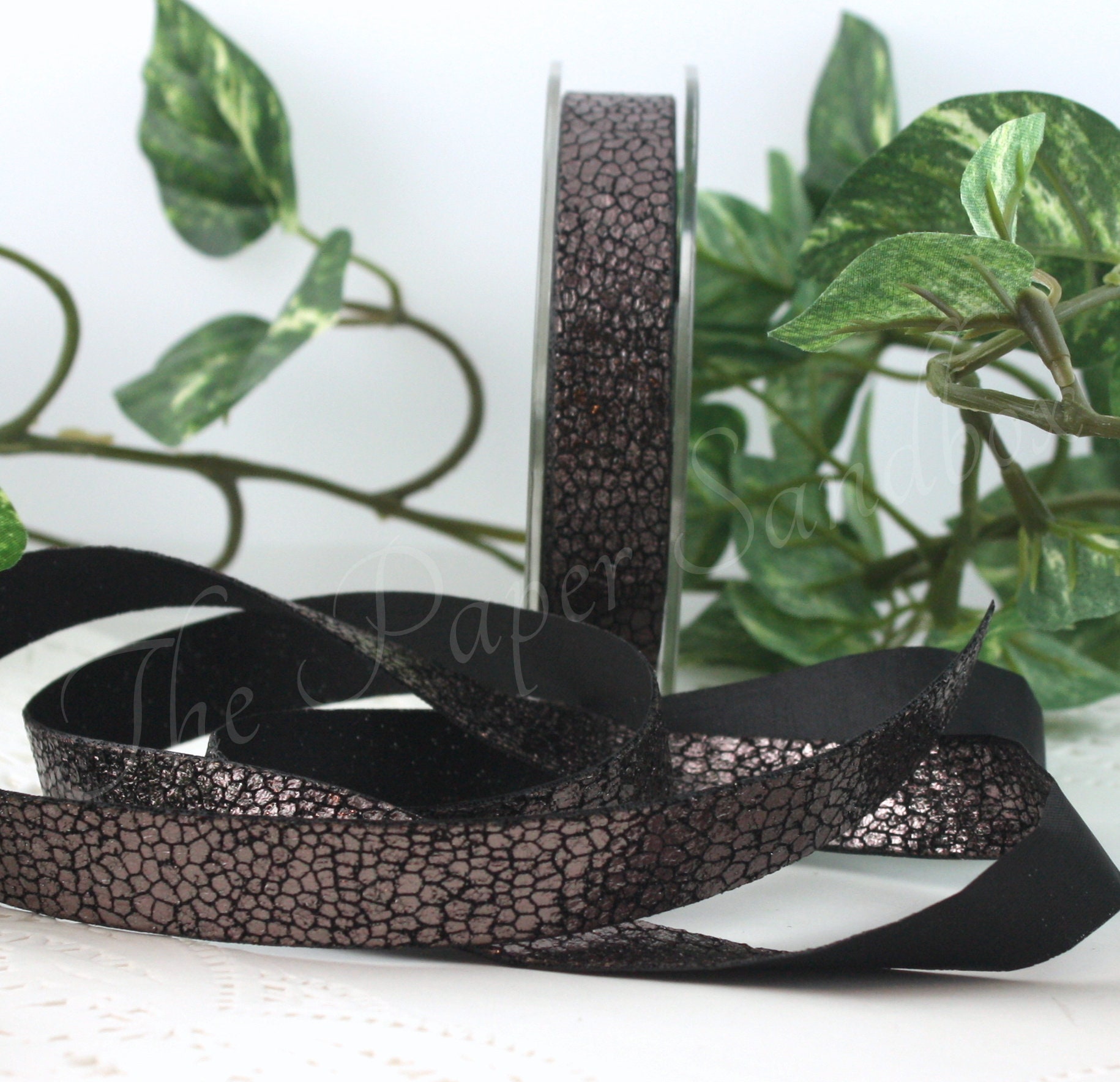 Pewter Snake Skin Ribbon 1.5 wide BY THE YARD Charcoal Gray | Etsy