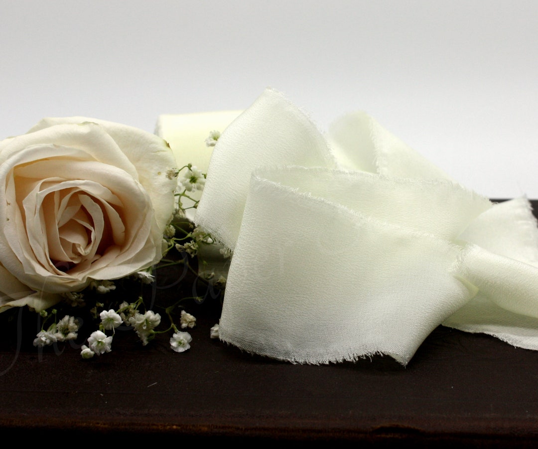 Ivory Frayed Silk Ribbon 1.25" - 2" Wide BY THE YARD - Etsy