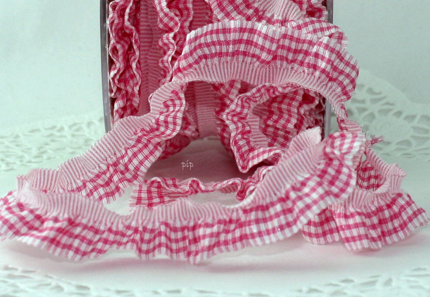 Pink Gingham Elastic Ruffle Ribbon 3/4 wide BY THE YARD | Etsy