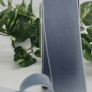 Dusty Blue Velvet Ribbon 3/4 - 1.5" Wide BY THE YARD - Etsy
