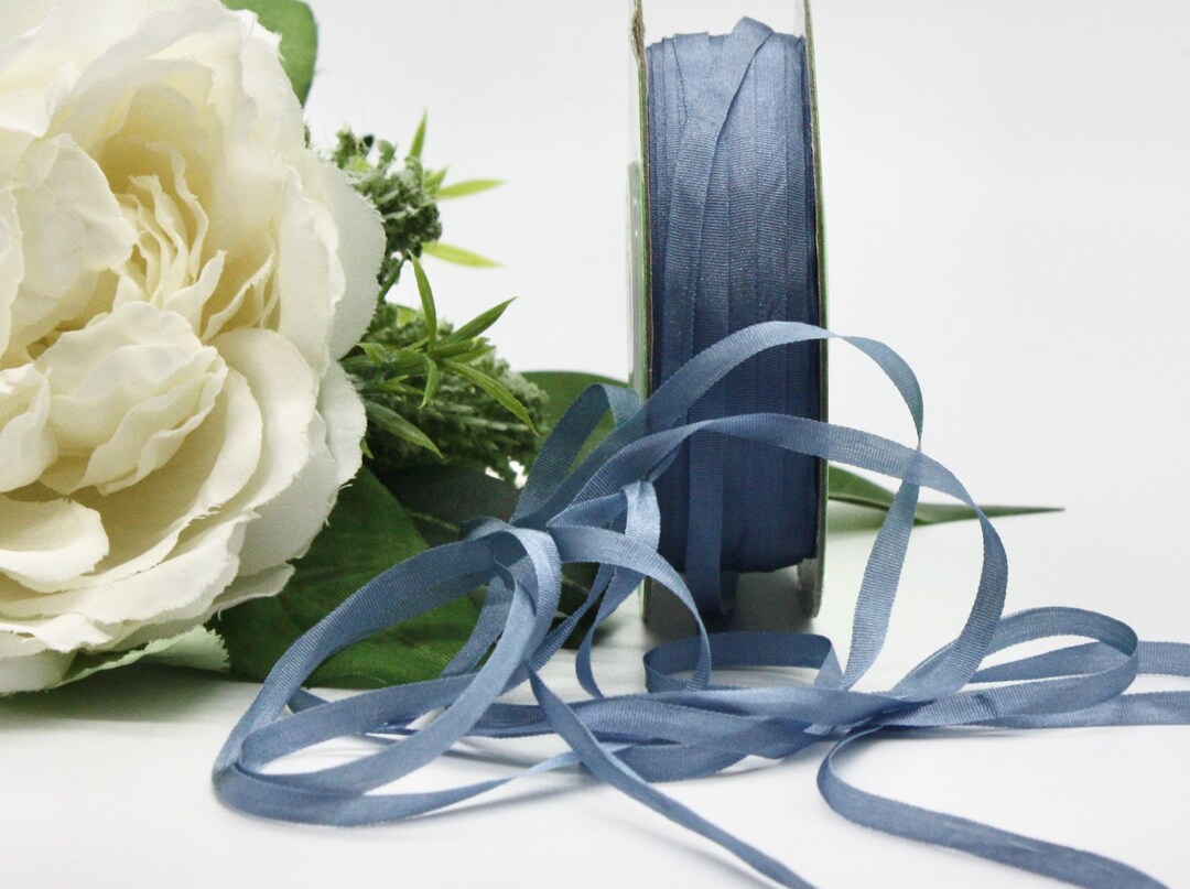 2 Yards Dusty Blue Silk Ribbon 1/8" Wide - Etsy
